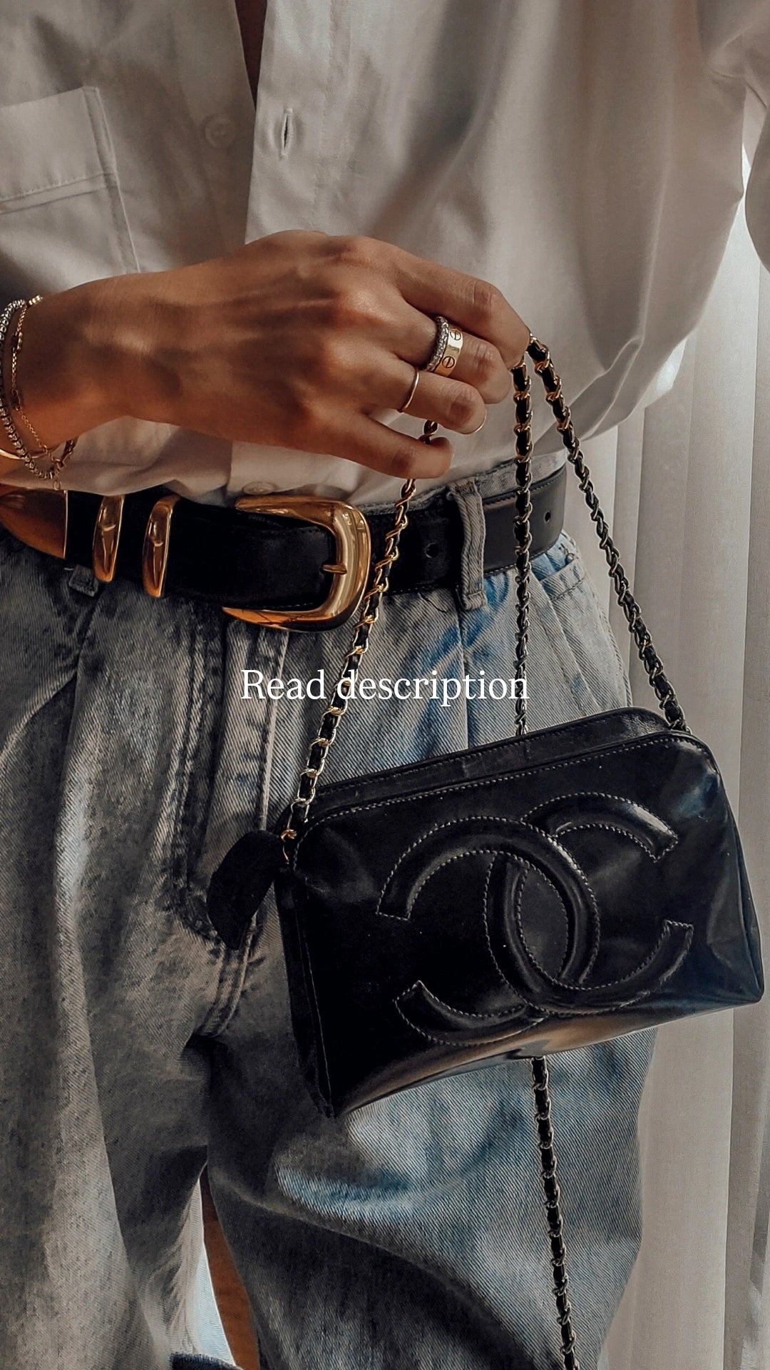 Authentic Vintage Chanel Upcycle Black Patent Pouch with Chain ...